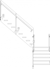 2857mm Wide Steel Railings with Glass Stairs Left Side Elevation dwg ...