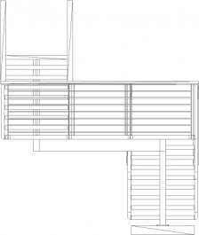 3264mm Wide Steel Horizontal Railings Stairs with Pure Wood Threads ...