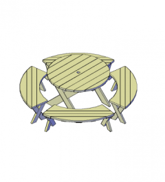 3d Autocad (dwg) of a Round Picnic Table | Thousands of free CAD blocks
