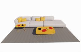 White sofa and yellow table set in living room revit family | Thousands ...