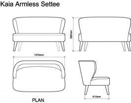 Kaia Armless Settee DWG Drawing | Thousands of free AutoCAD drawings