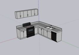 modern L shaped designed restaurant kitchen 3d model .skp format ...