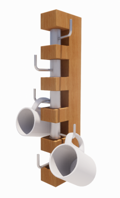 Hook Torched Wood Coffee Mug Cup Holder Display Rack revit family ...