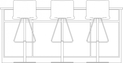 1000mm Height Bar Counter with Granite Top and Three Bar Stools Front ...