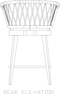 1045mm Height Rattan Made Stool Rear Elevation dwg Drawing | Thousands ...