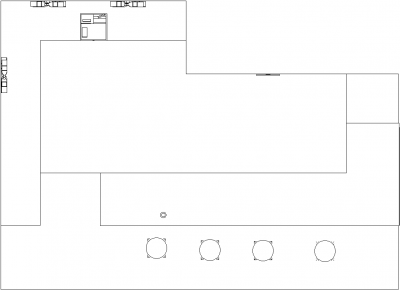 12.24sqm Wide L Shape Bar Counter with Four Bar Stools Plan dwg Drawing ...