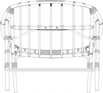 1250mm Rattan Made Outdoor Chair Rear Elevation dwg Drawing | Thousands ...