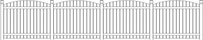 1829mm Height Curved Horizontal Fence Design Rear Elevation dwg Drawing ...