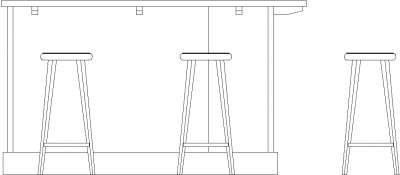 1892mm Wide Bar Counter with Bar Stools Right Side Elevation dwg ...