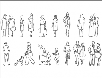 People Cad Dwg Autocad Blocks Human Entourage Drawing Sketch Front ...