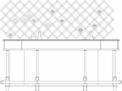 2122mm Height Granite Top Bar Counter with Wine Storage Front Elevation ...
