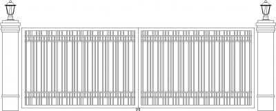 2806mm Height Metal Fence with Concrete Post Front Elevation dwg ...
