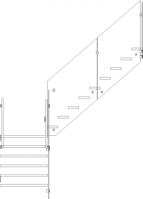 2857mm Wide Steel Railings with Glass Stairs Right Side Elevation dwg Drawing | Thousands of ...