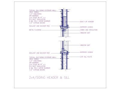 2x4 Siding Header & Sill .dwg | Thousands of free AutoCAD drawings