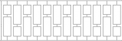 3305mm Wide Rectangular Grilled Railing Left Side Elevation dwg Drawing ...