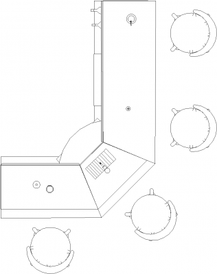 4.65sqm Bar Counter with Drawers and Bar Stools Plan dwg Drawing ...