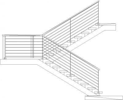 4892mm Wide Steel Horizontal Railings Stairs with Pure Wood Threads ...