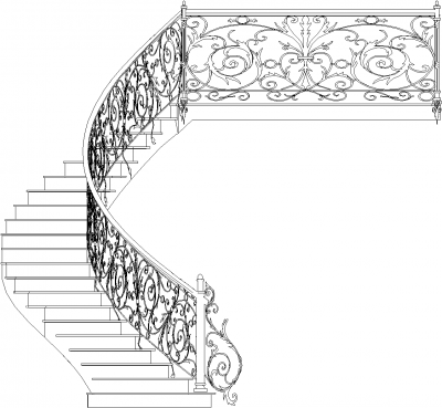 5170mm Height Traditional Stairs with Gothic Design Railing Front ...