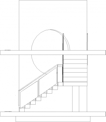 5690mm Wide Glass Railings with Steel Handrails and Concrete Threads Right Side Elevation dwg ...