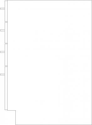 610mm Wide Drawer Bank with Shelf Right Side Elevation dwg Drawing ...