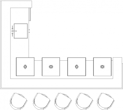 7.44sqm Bell Lights Bar Counter with Five Stainless Steel Bar Stools ...