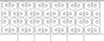 787mm Height Heart Pattern Railing with Wood Handrail Front Elevation ...