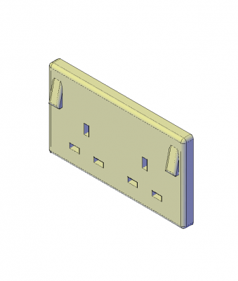 3D CAD Model Two Gang Switched Socket - CADBlocksfree | Thousands of ...