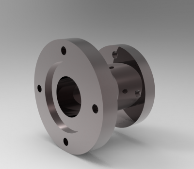 Solid-works 3D CAD Model of Adapter Flange for Motor, A=76 a1=105 B=47 b1= 70 D1=46 D2=36 E=63.6 ...