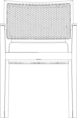 980mm Height Wooden Rattan Dining Chair Front Elevation dwg Drawing ...