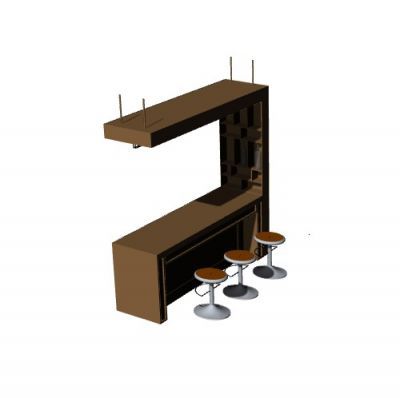 bar designed of wood with four chairs 3d model .3dm format | Thousands of free AutoCAD drawings