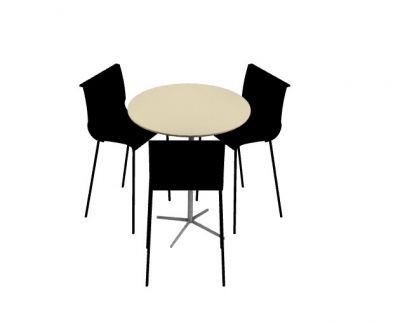 Modern designed bar table with three chair 3d model .3dm format | Thousands of free CAD blocks