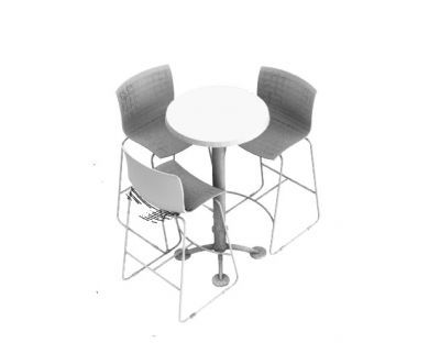 Modern designed bar table with three chair 3d model .3dm format | Thousands of free AutoCAD drawings