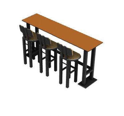 Modern designed bar table with three chair 3d model .3dm format | Thousands of free AutoCAD drawings
