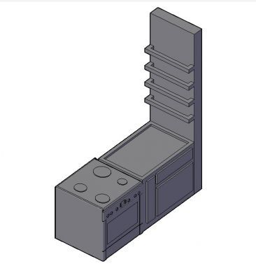 Compact kitchen platform designed with a modern look 3d model .dwg ...