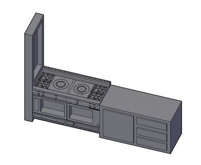 Large streched designed compact kitchen platform 3d model .dwg format ...
