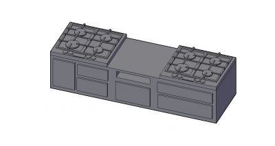 small simple designed compact kitchen platform 3d model .dwg fromat ...