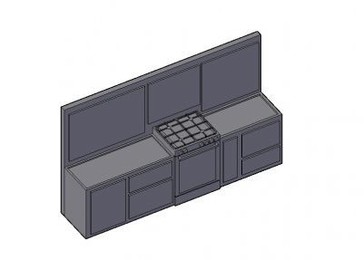 Compact kitchen platform designed with a modern look 3d model .dwg ...