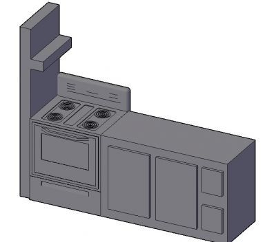 small simple designed compact kitchen platform 3d model .dwg fromat ...