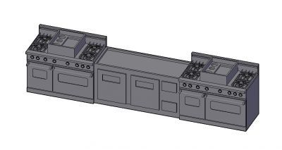 Modern large scale designed compact kitchen platform 3d model .dwg ...