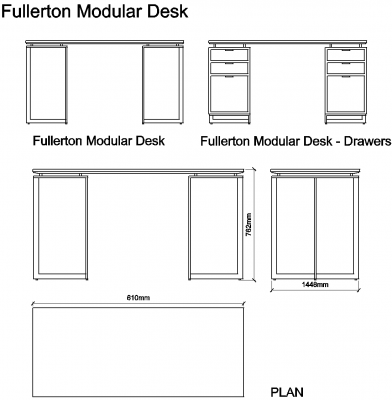 Fullerton Modular Desk DWG Drawing | Thousands of free CAD blocks