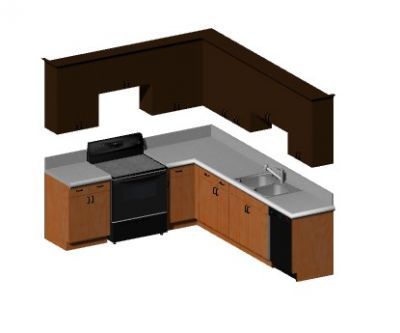 Simplistic L shaped kitchen platform design 3d model .3dm fromat ...