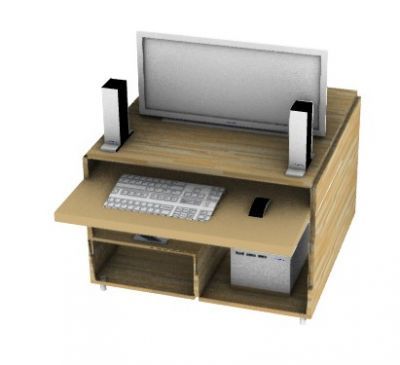 Modern designed computer placed on a desk 3d model .3d format ...