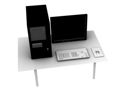 Computer placed on a desk 3d model.3dm format | Thousands of free AutoCAD drawings