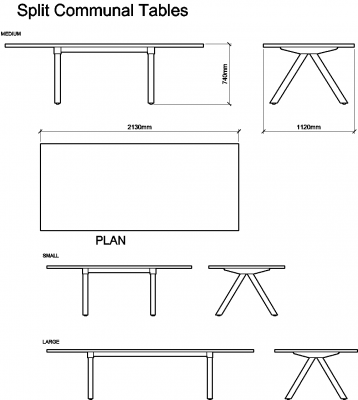 AutoCAD download Split Communal Table DWG Drawing | Thousands of free ...