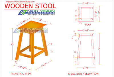 WOODEN STOOL Auto CAD DWG | Thousands of free CAD blocks