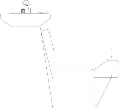 1044mm Width Triple Portable Hair Salon Wash Basin Left Elevation dwg ...