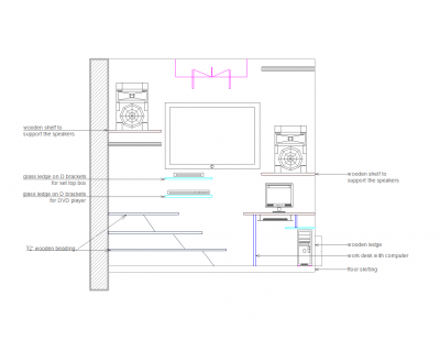 2D CAD TV Wall Unit - CADBlocksfree | Thousands of free CAD blocks