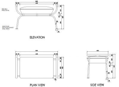 Upholstered bench dwg | Thousands of free CAD blocks