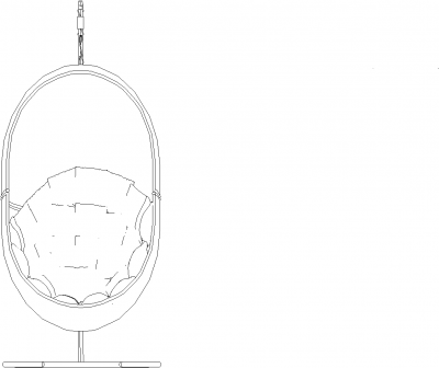 1940mm Height Rattan Made Swing with 20mm Soft Foam Front Elevation dwg ...