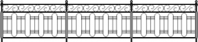 2196mm Height Gothic Design Steel Railing Front Elevation dwg Drawing ...